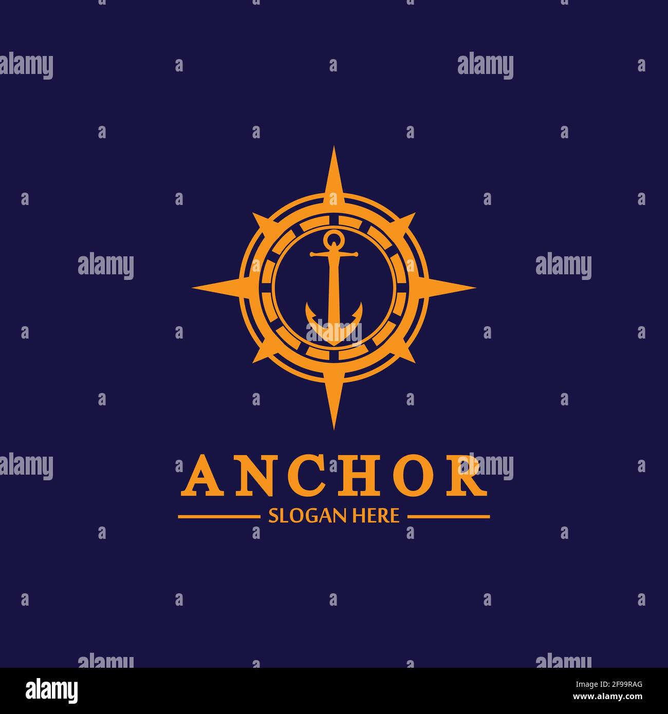 Anchor compass concept icon Logo vector illustration design,Nautical ...