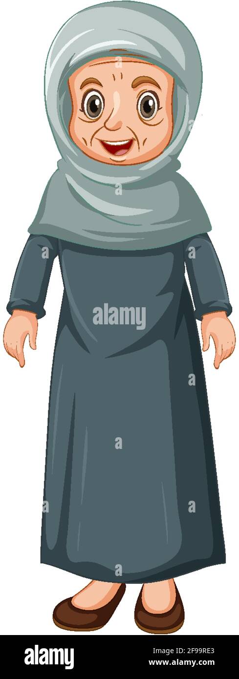 Old muslim lady cartoon character illustration Stock Vector Image & Art ...