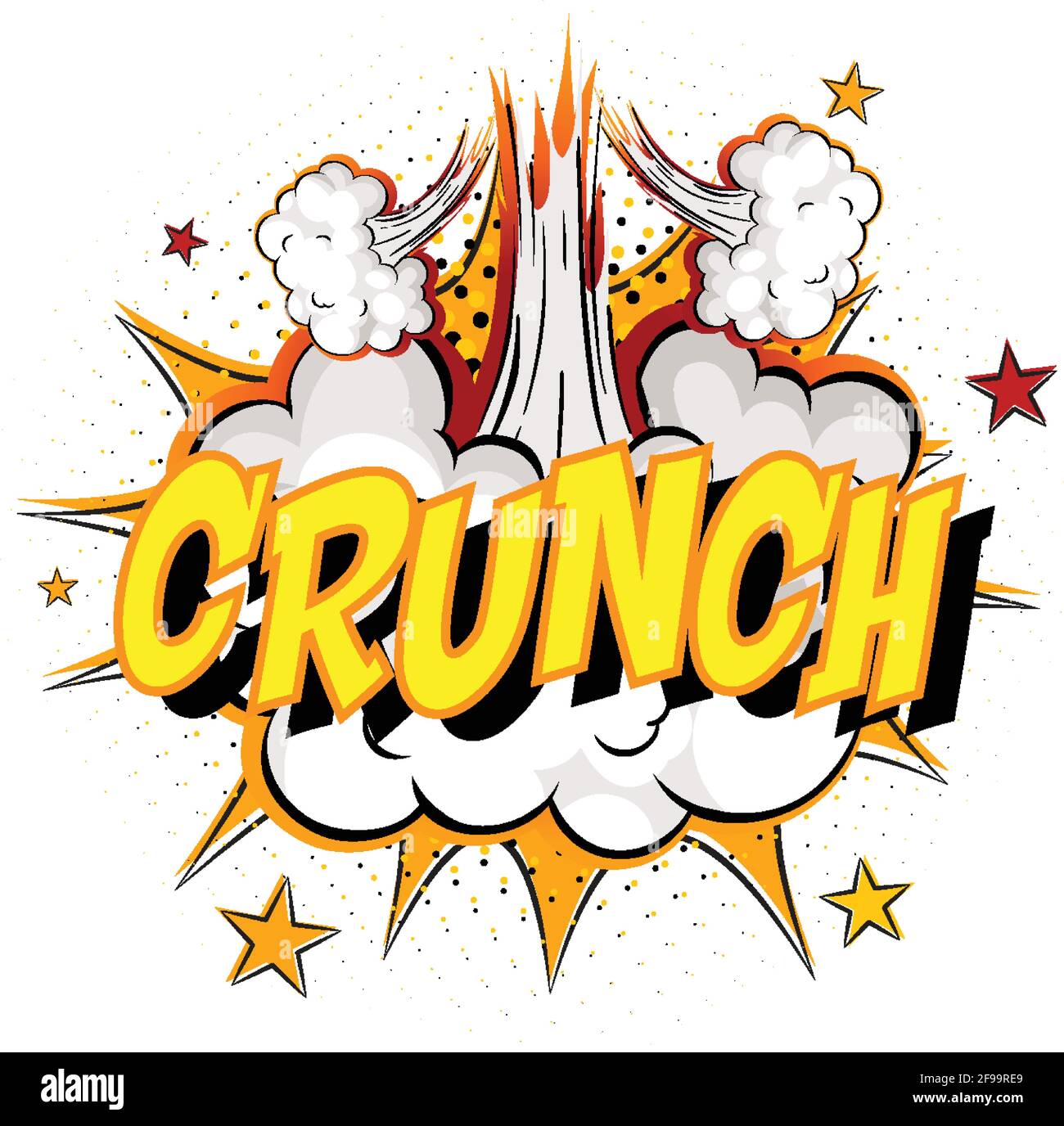Word Crunch on comic cloud explosion background illustration Stock ...