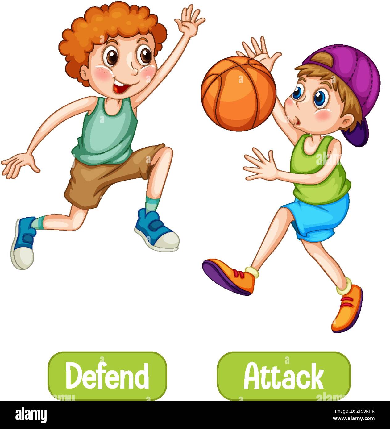 Opposite words with defend and attack illustration Stock Vector Image ...