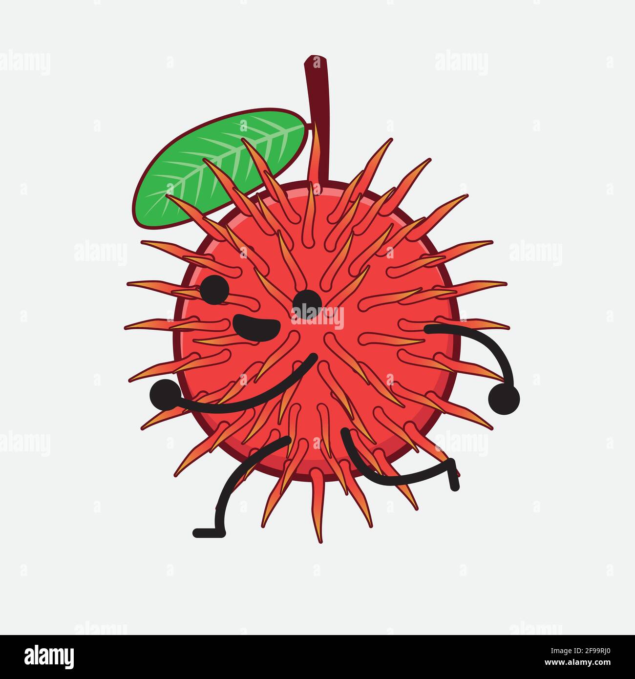 Vector Illustration of Rambutan Fruit Character with cute face, simple ...