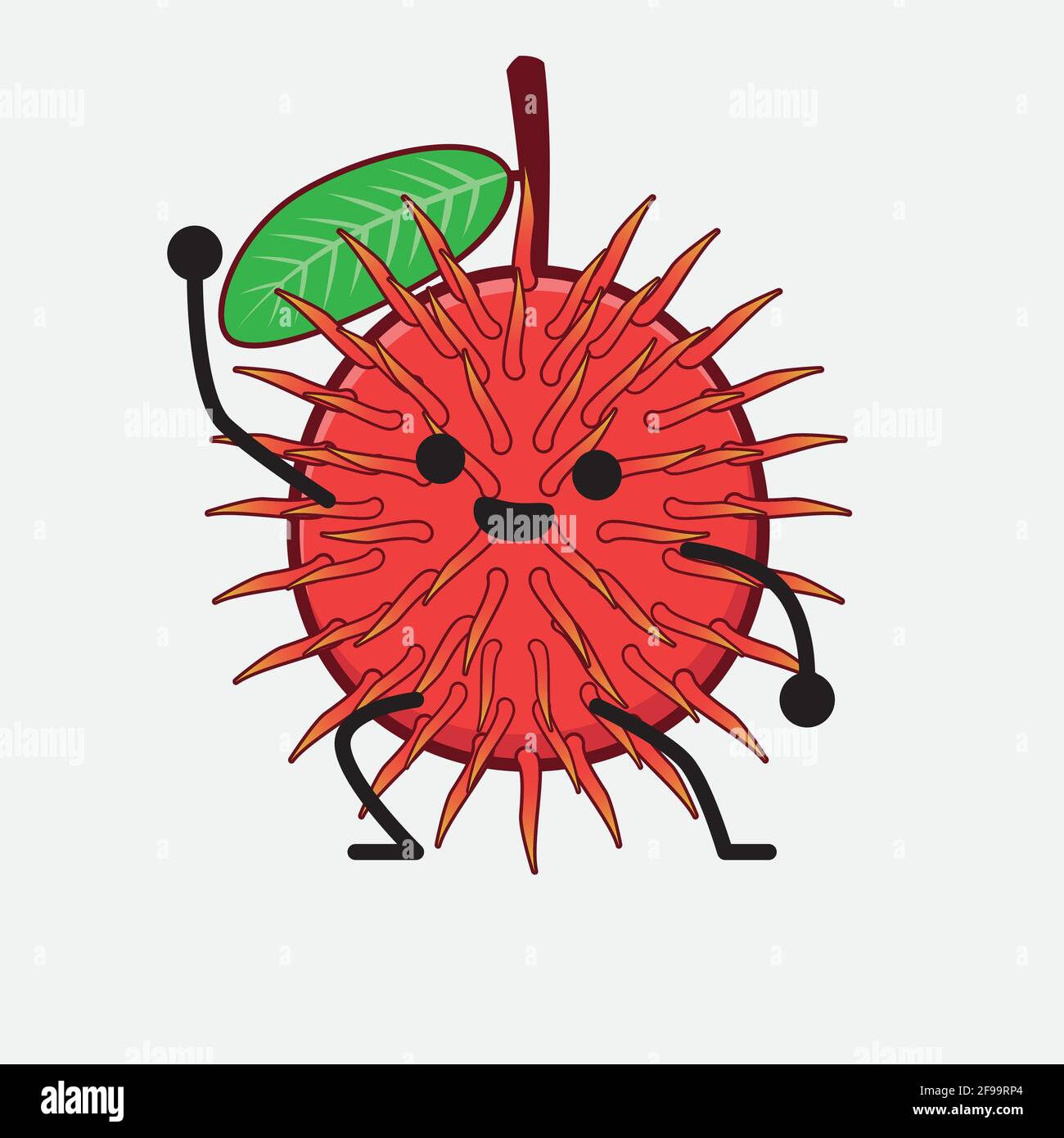 Vector Illustration of Rambutan Fruit Character with cute face, simple ...
