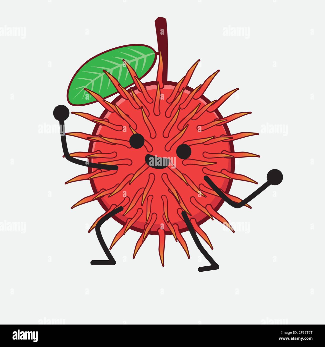 Vector Illustration of Rambutan Fruit Character with cute face, simple ...
