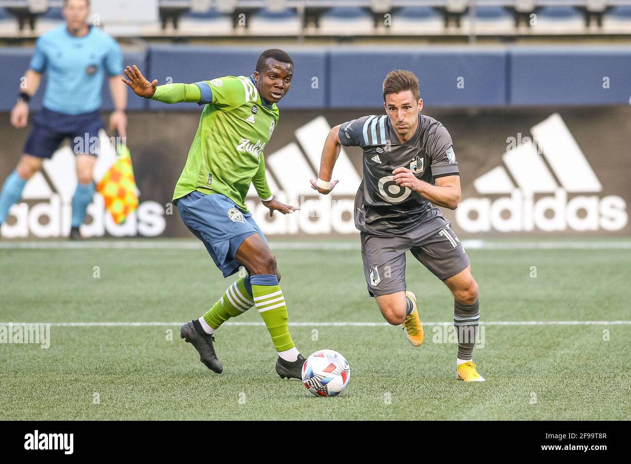 Seattle, United States. 16th Apr, 2021. during the first half of an MLS ...