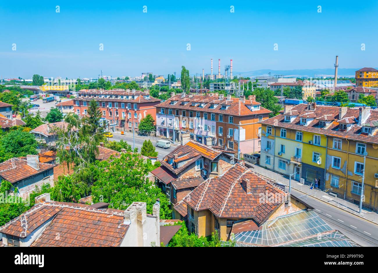 GOCE DELCHEV, BULGARIA, JULY 12, 2017: View of a street in Goce Delchev ...