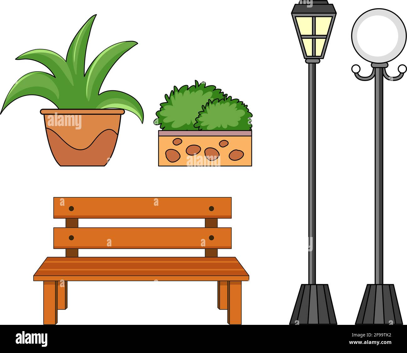 Set of park element isolated on white background illustration Stock ...