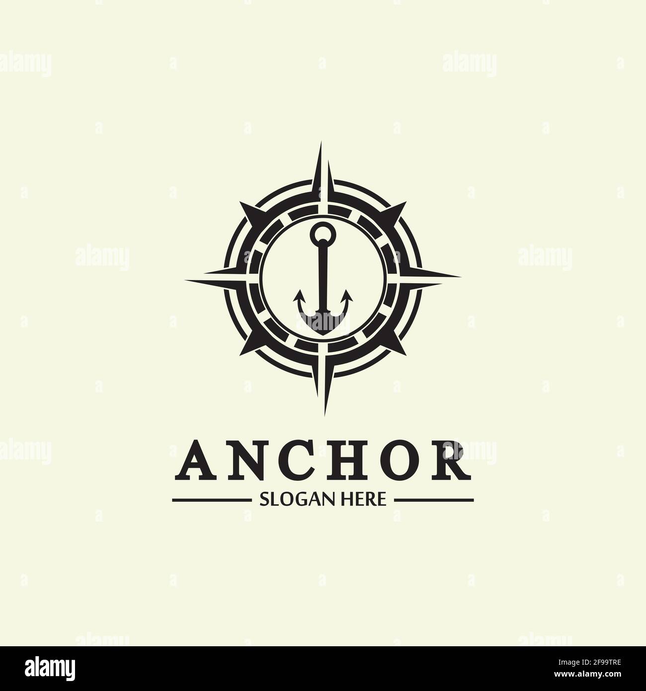 Anchor compass concept icon Logo vector illustration design,Nautical ...