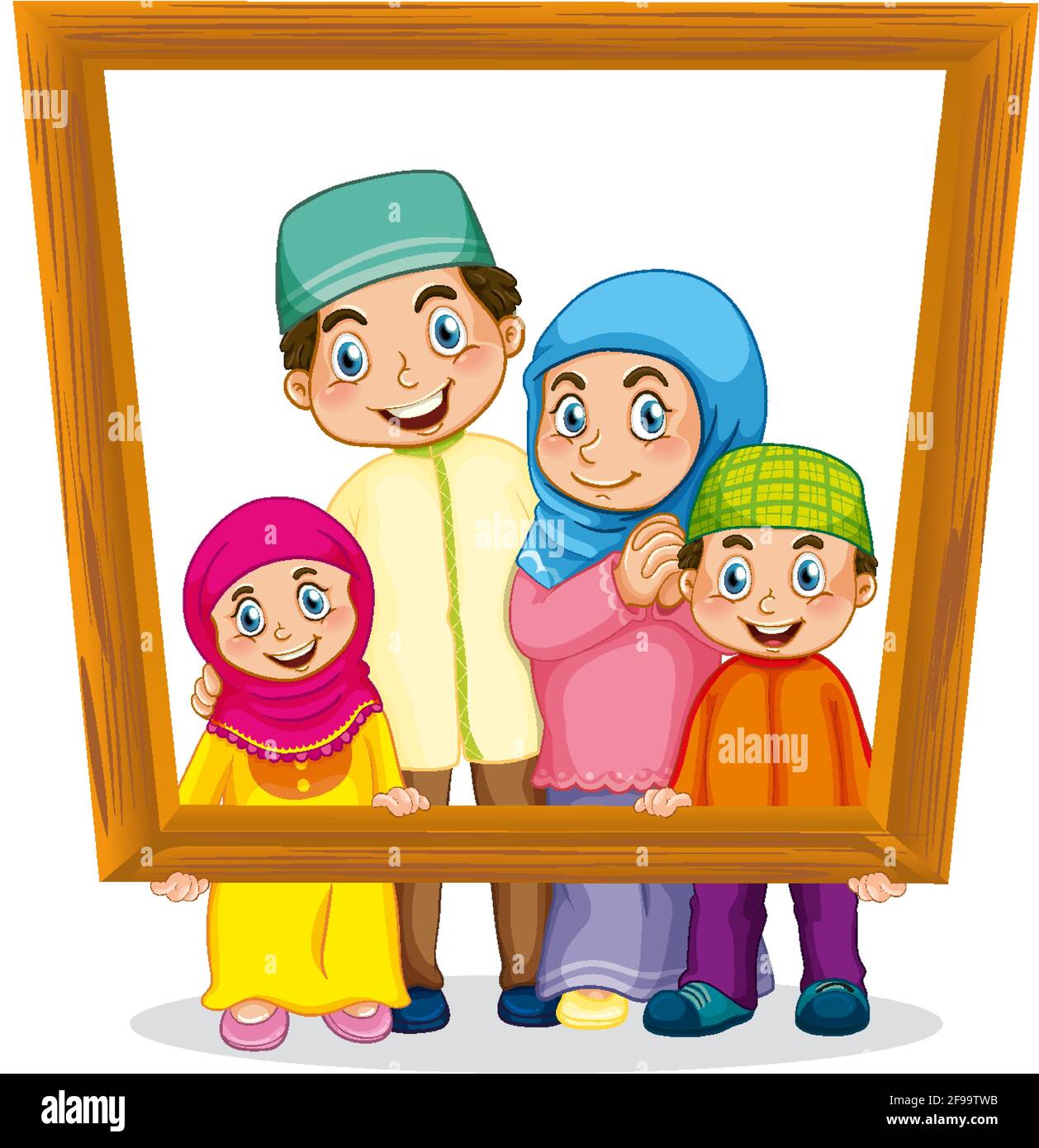 Happy family member holding photo frame illustration Stock Vector Image ...