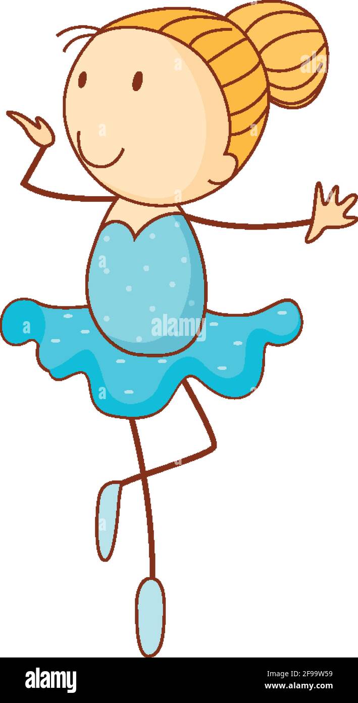 A doodle ballet dancer cartoon character isolated illustration Stock ...