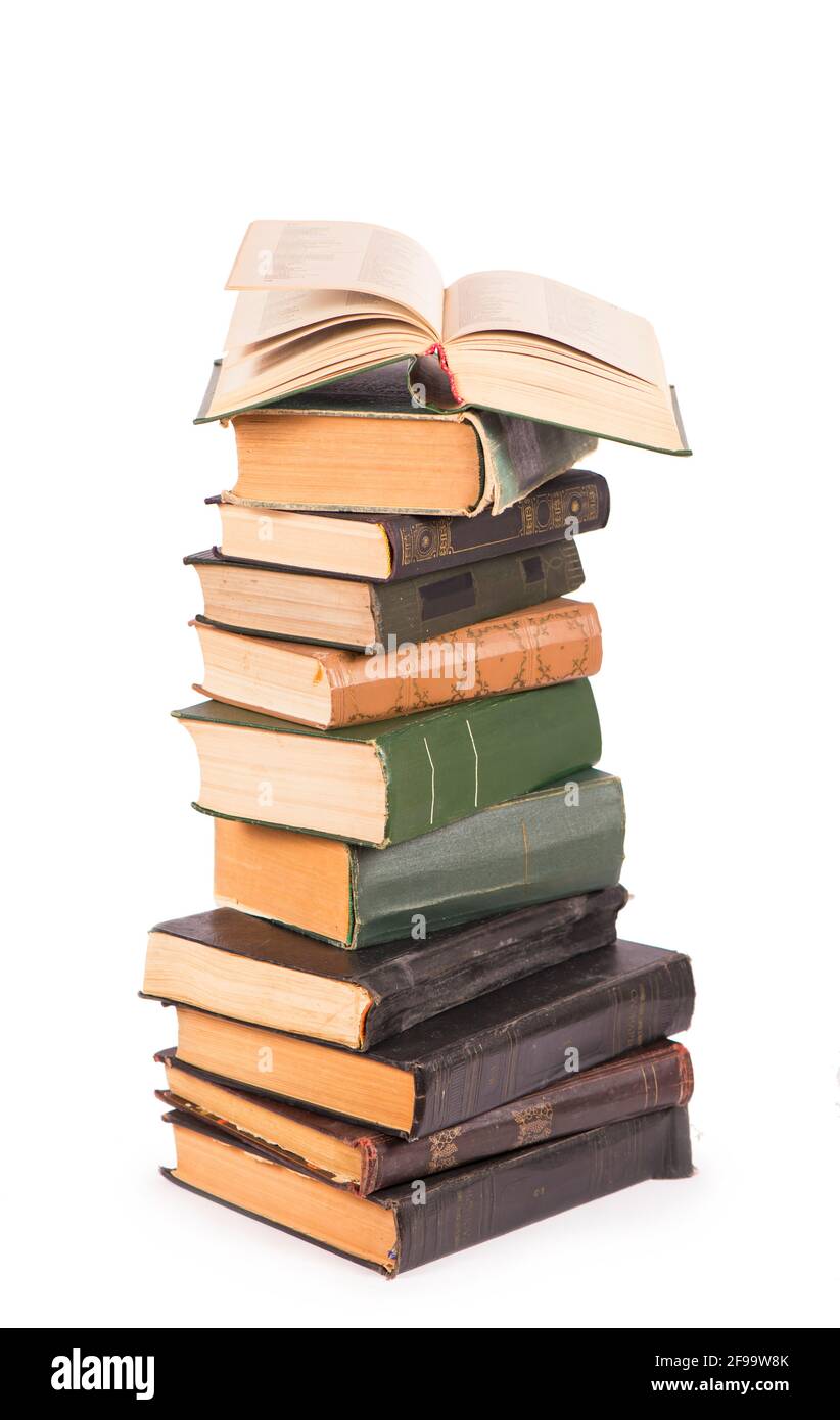 Pile of books isolated on white background Stock Photo - Alamy