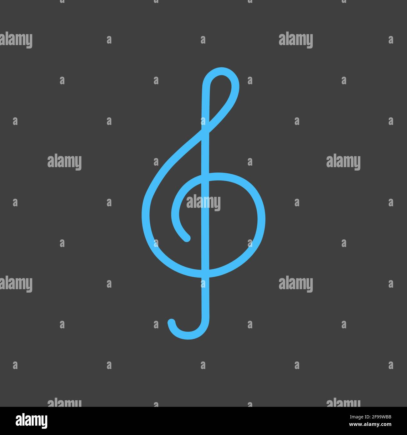 Treble clef vector icon on dark background. Music sign. Graph symbol ...