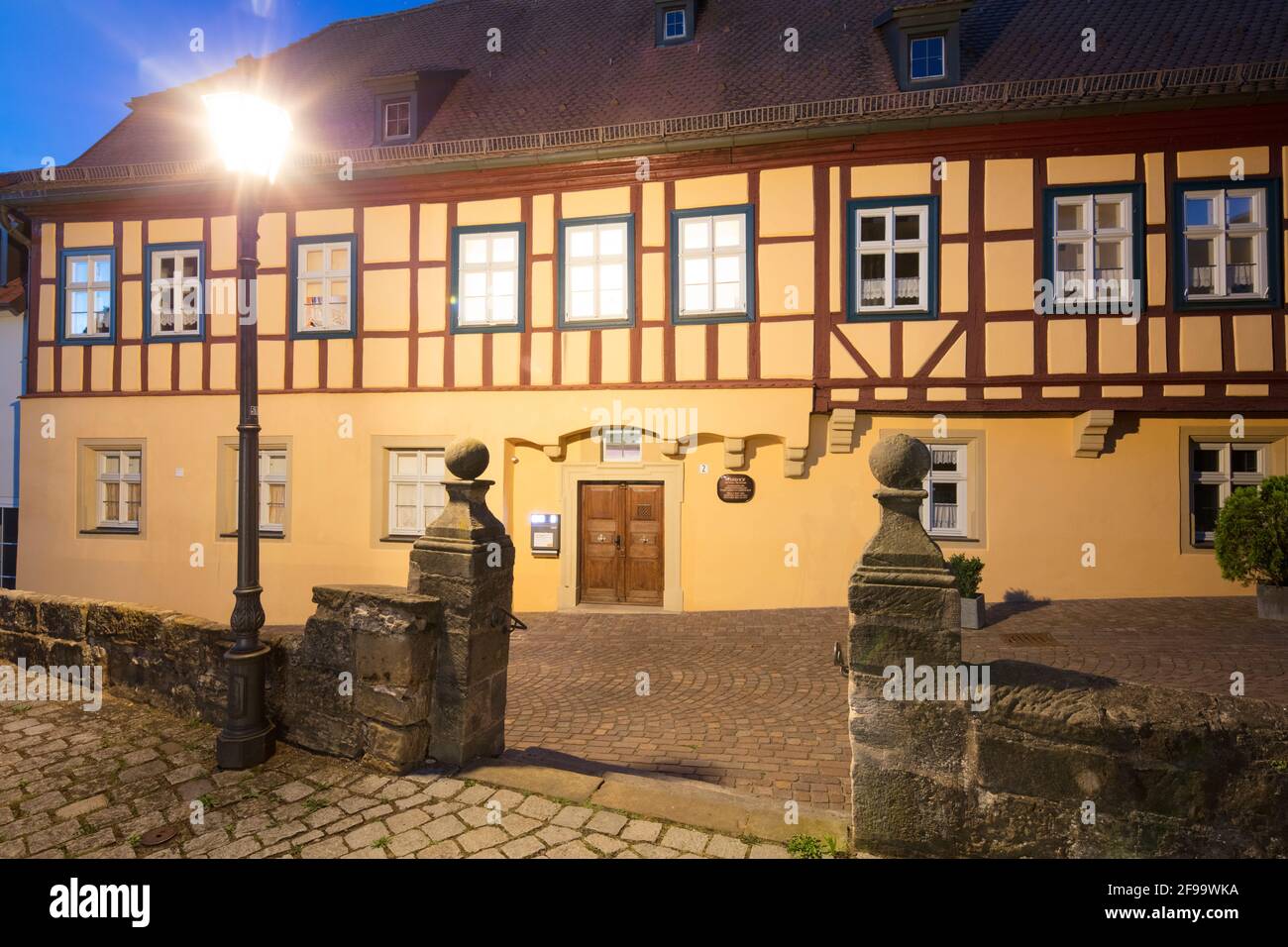 Rectory, rectory, blue hour, house facade, half-timbered, architecture ...