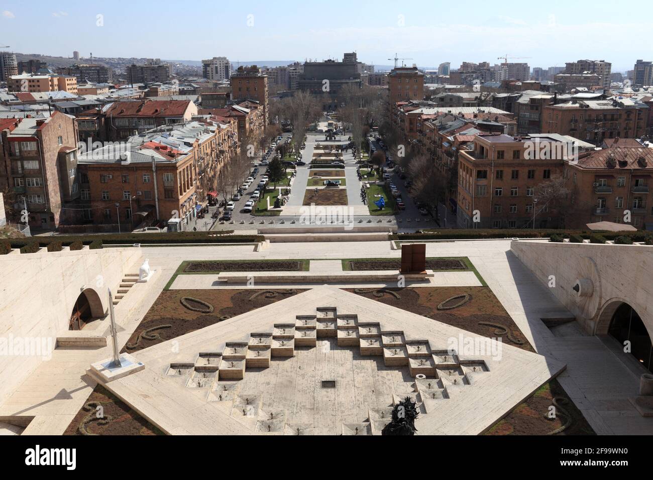 Skyline Yerevan over cascade in spring, Armenia Stock Photo - Alamy