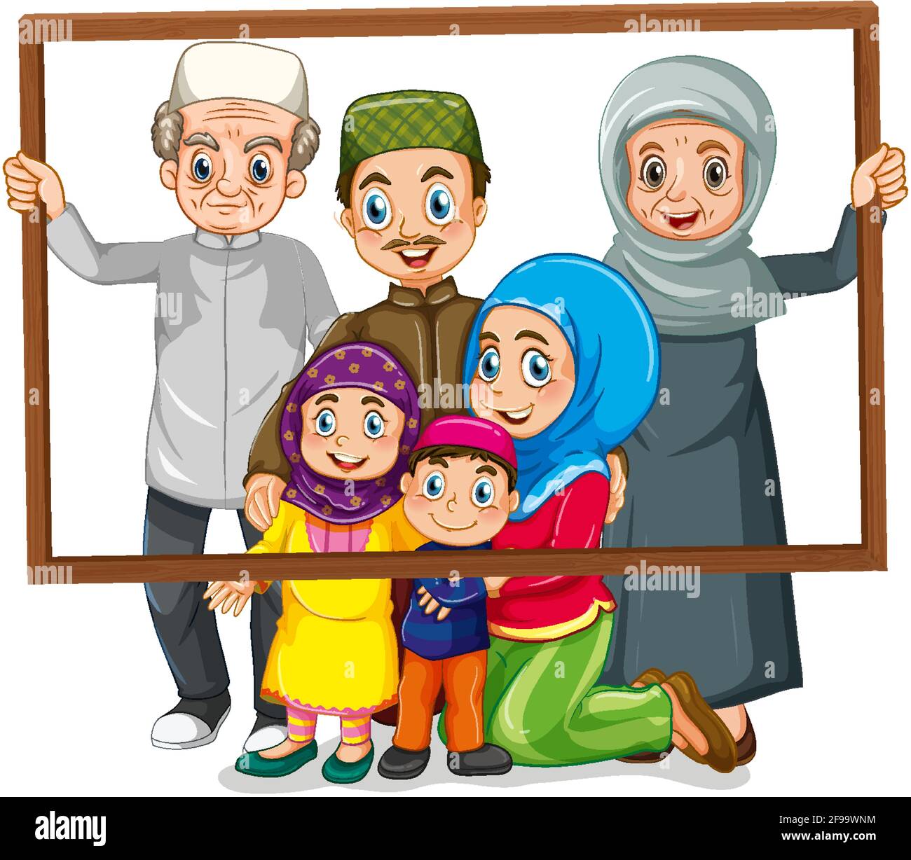Happy family member holding photo frame illustration Stock Vector Image ...
