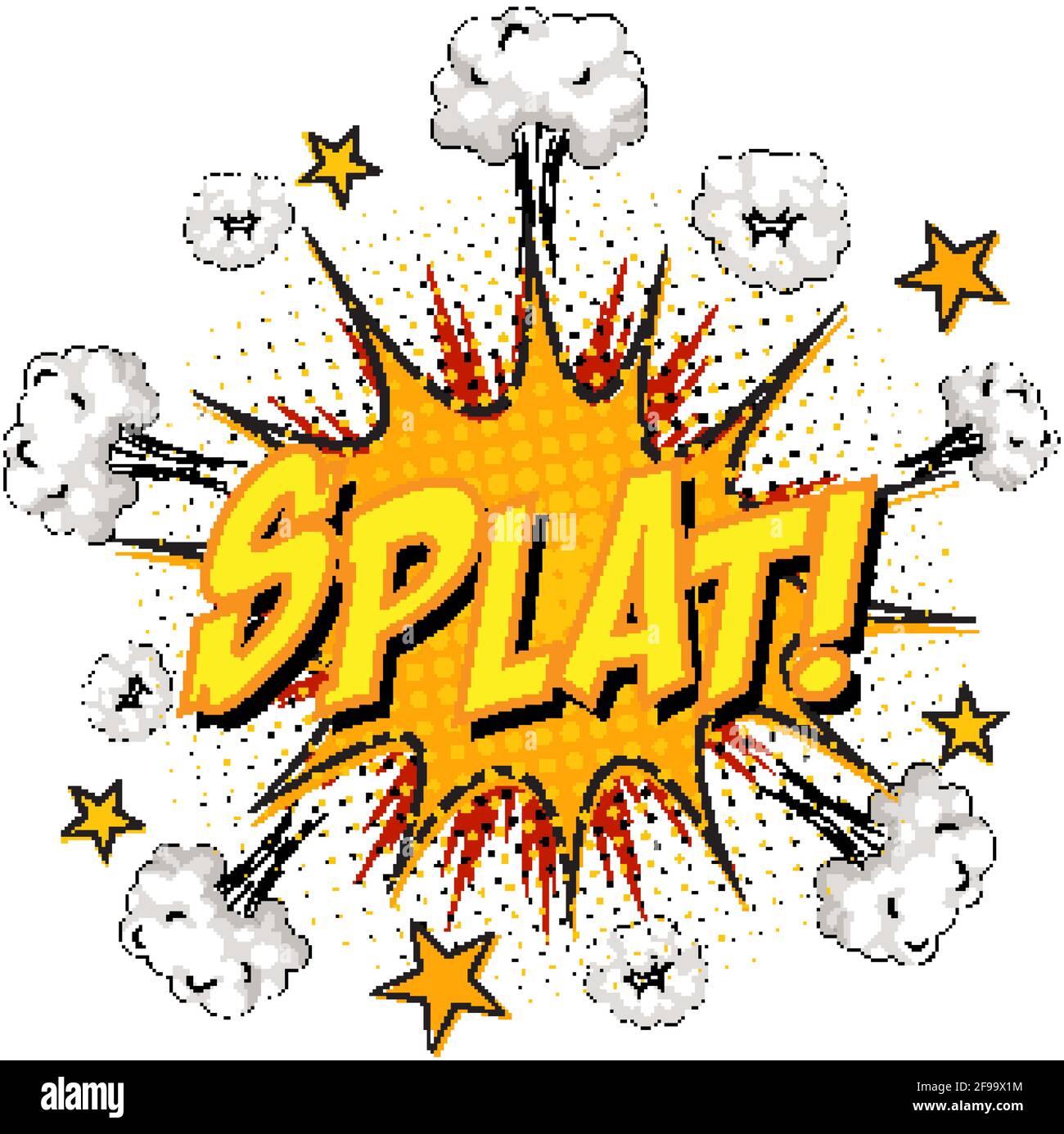 SPLAT text on comic cloud explosion isolated on white background ...