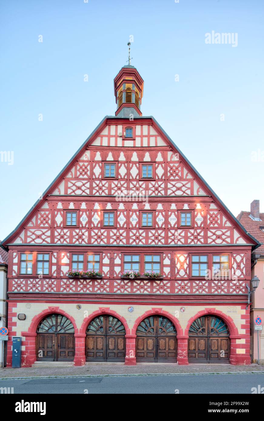 Town hall, renaissance plant, half-timbered, house facade, facade ...