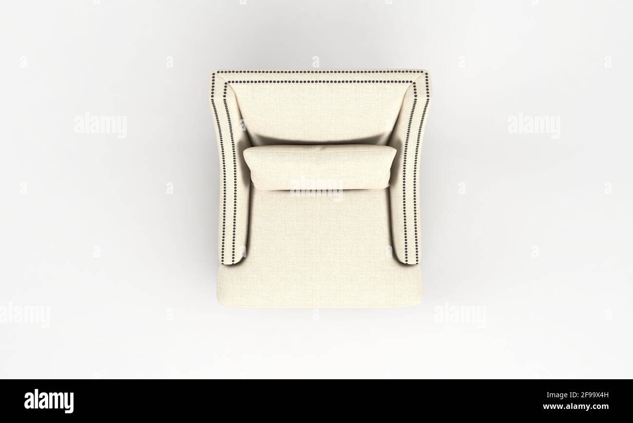 Top view of a 3D rendered modern armchair on a white background Stock ...