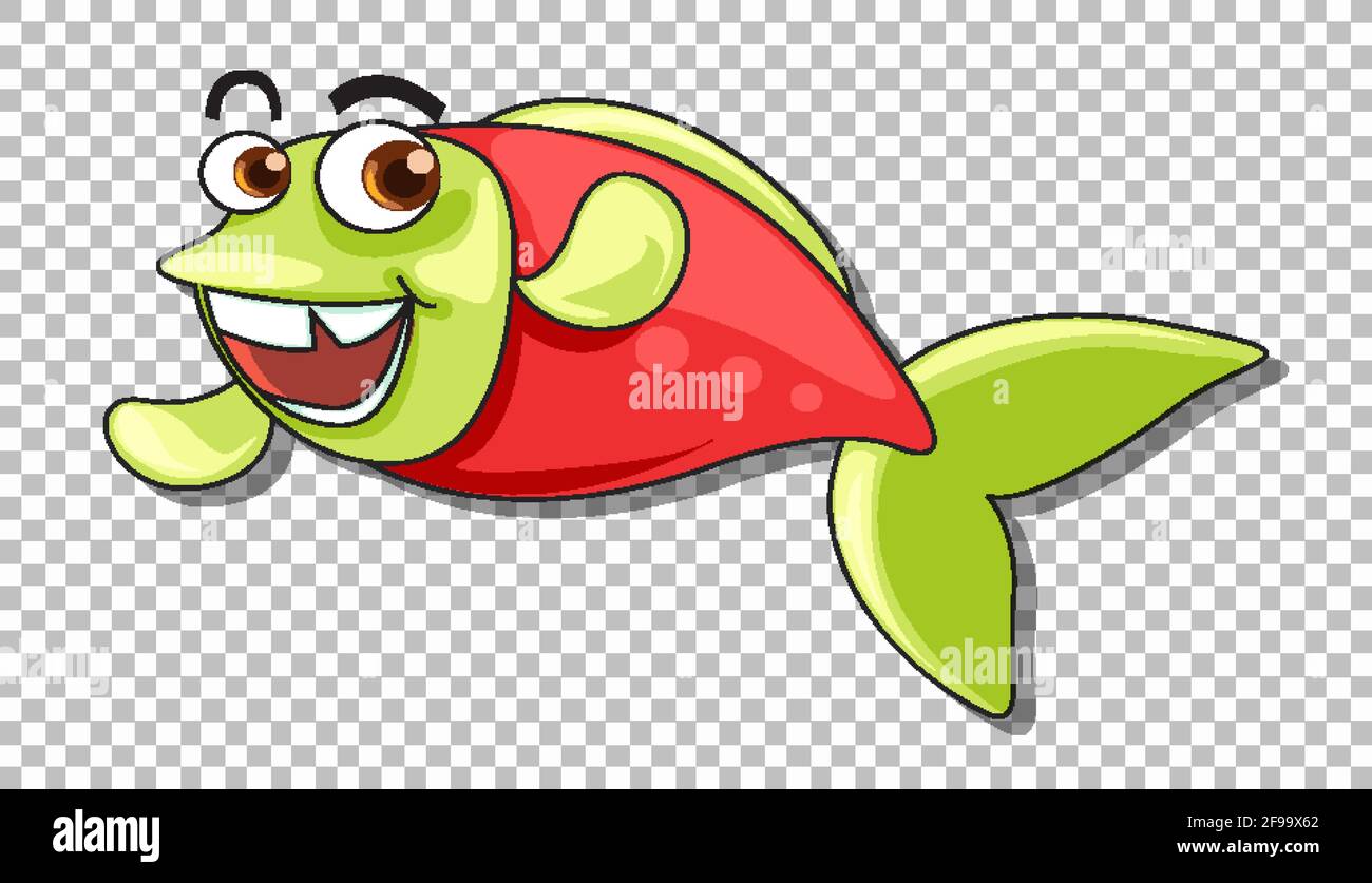 A fish cartoon character isolated on transparent background ...