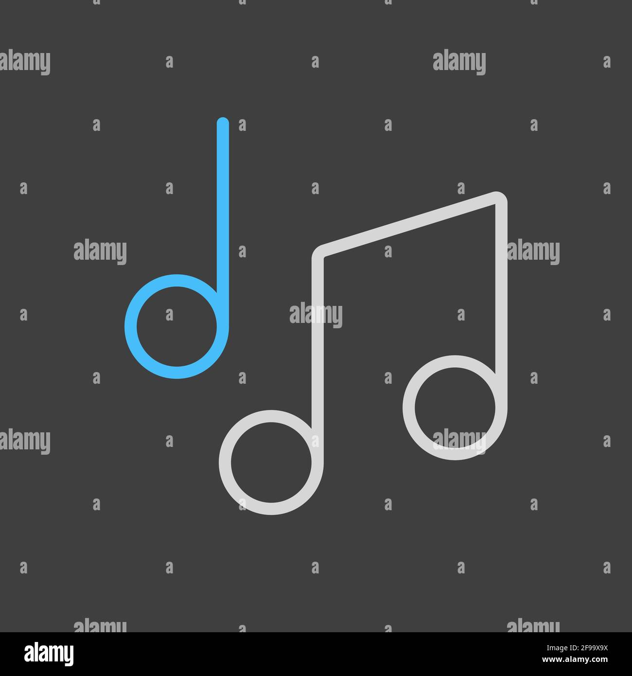 Music notes, song, melody or tune vector icon on dark background. Graph ...