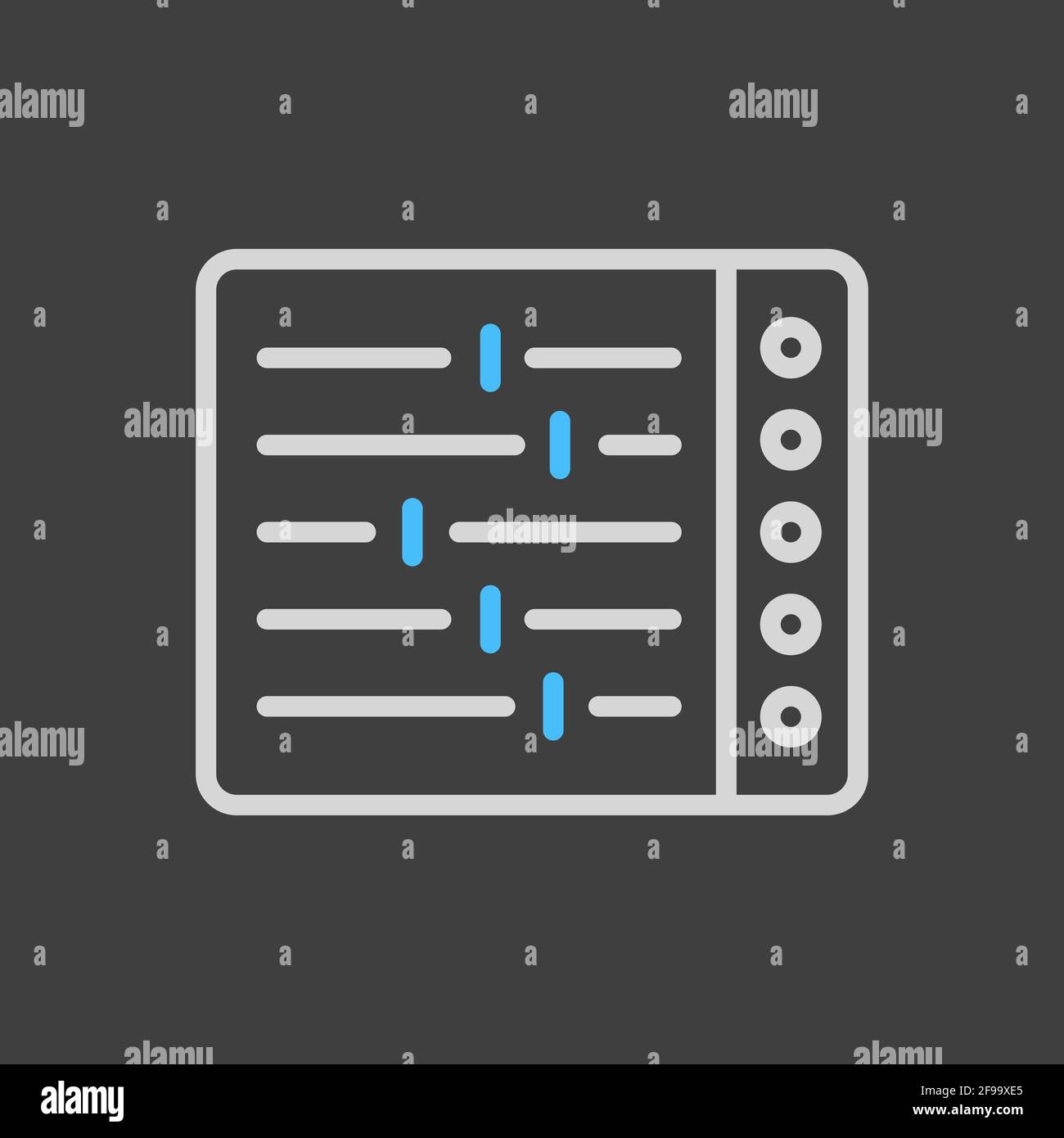 Mixing console vector flat icon on dark background. Graph symbol for ...