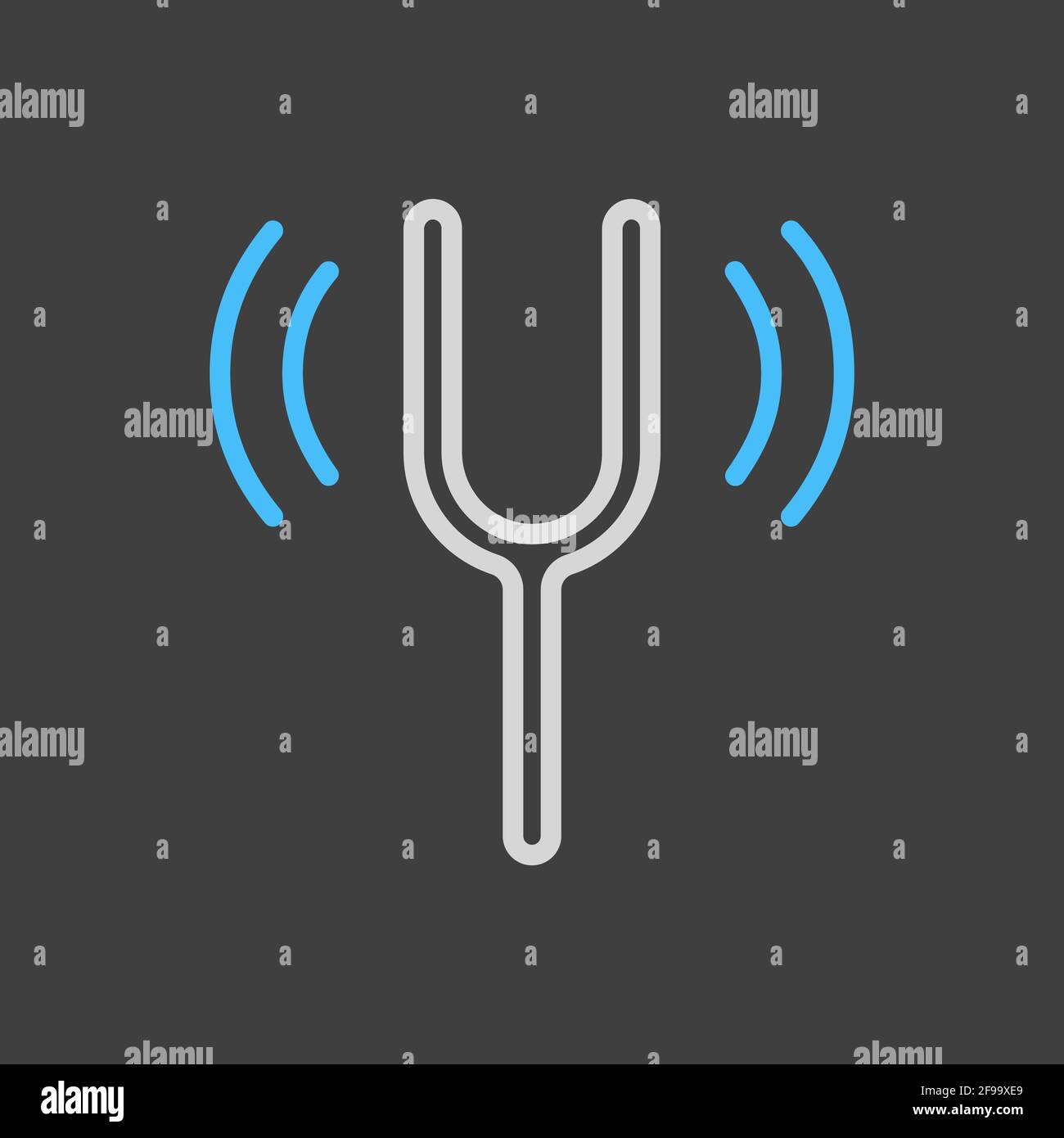 Tuning fork vector flat icon on dark background. Music sign. Graph ...