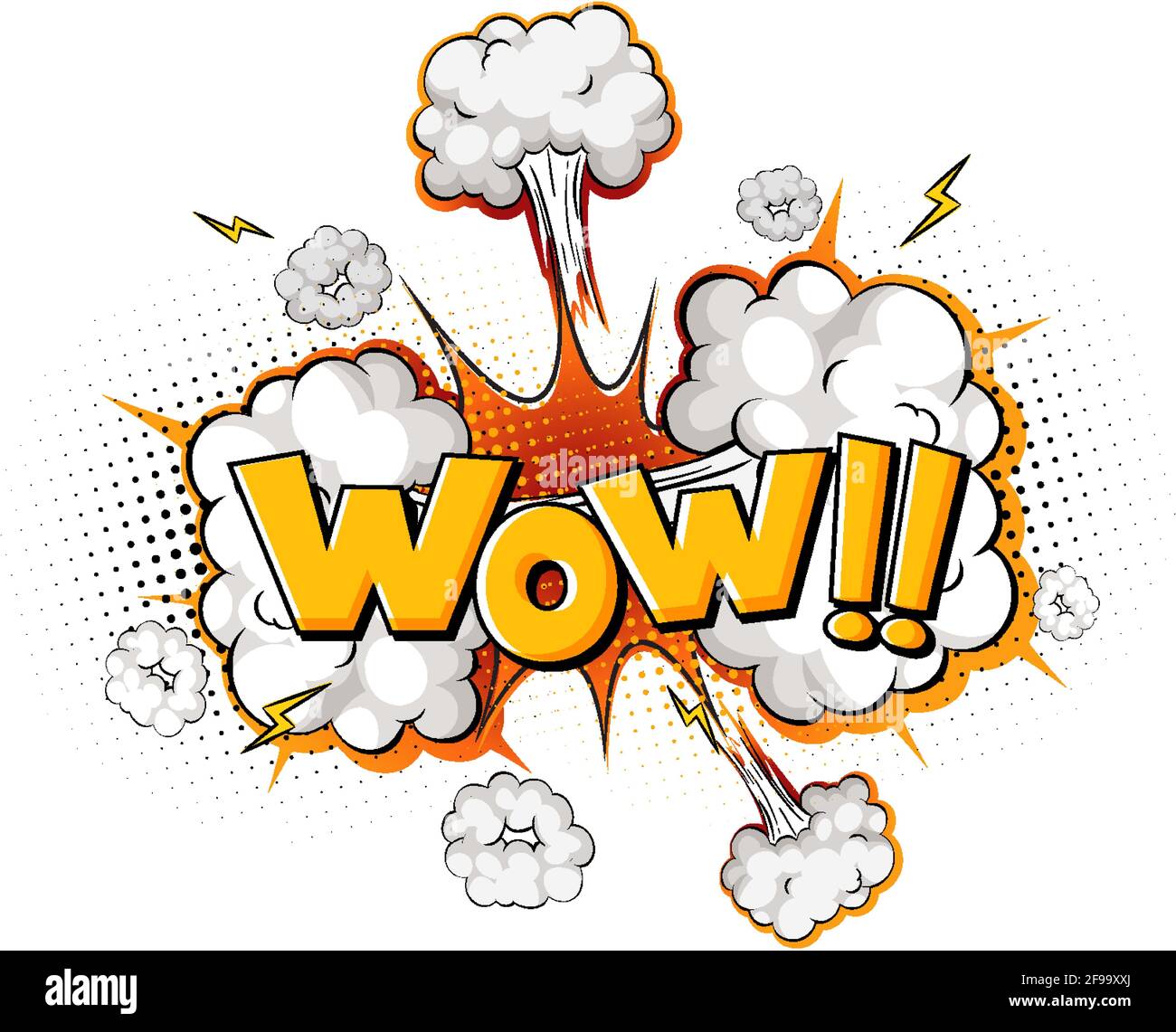 WOW word on bomb explosion isolated illustration Stock Vector Image ...