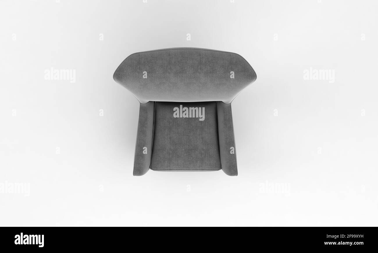 Top view of a fancy gray armchair on a white plain background Stock ...