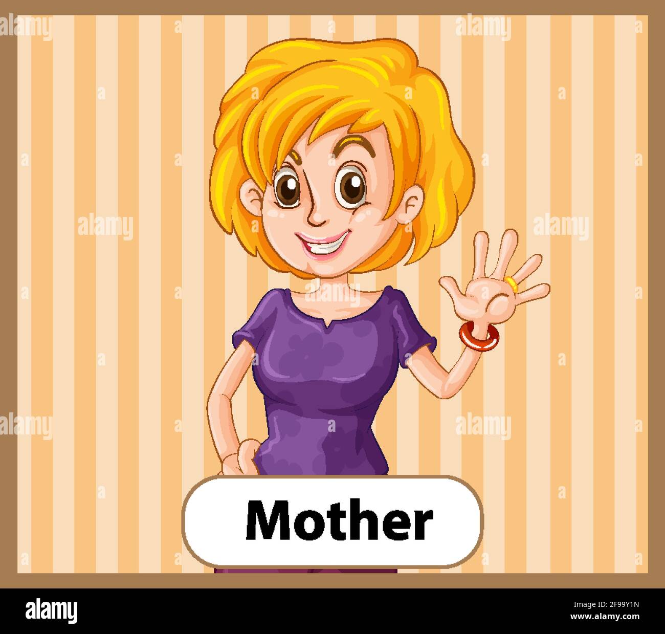 Educational English word card of mother illustration Stock Vector Image ...