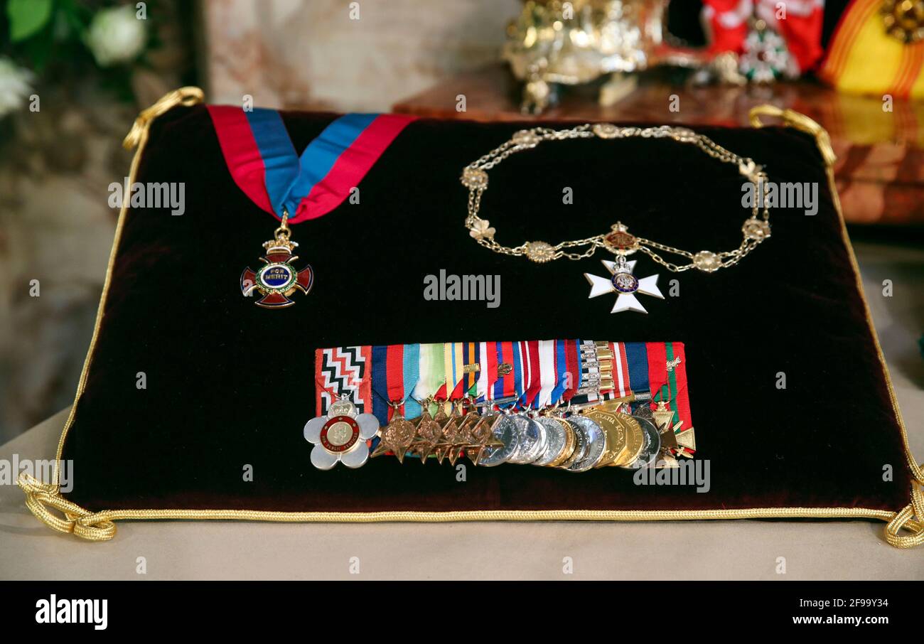 Insignia belonging to the Duke of Edinburgh, the Order of Merit, the ...