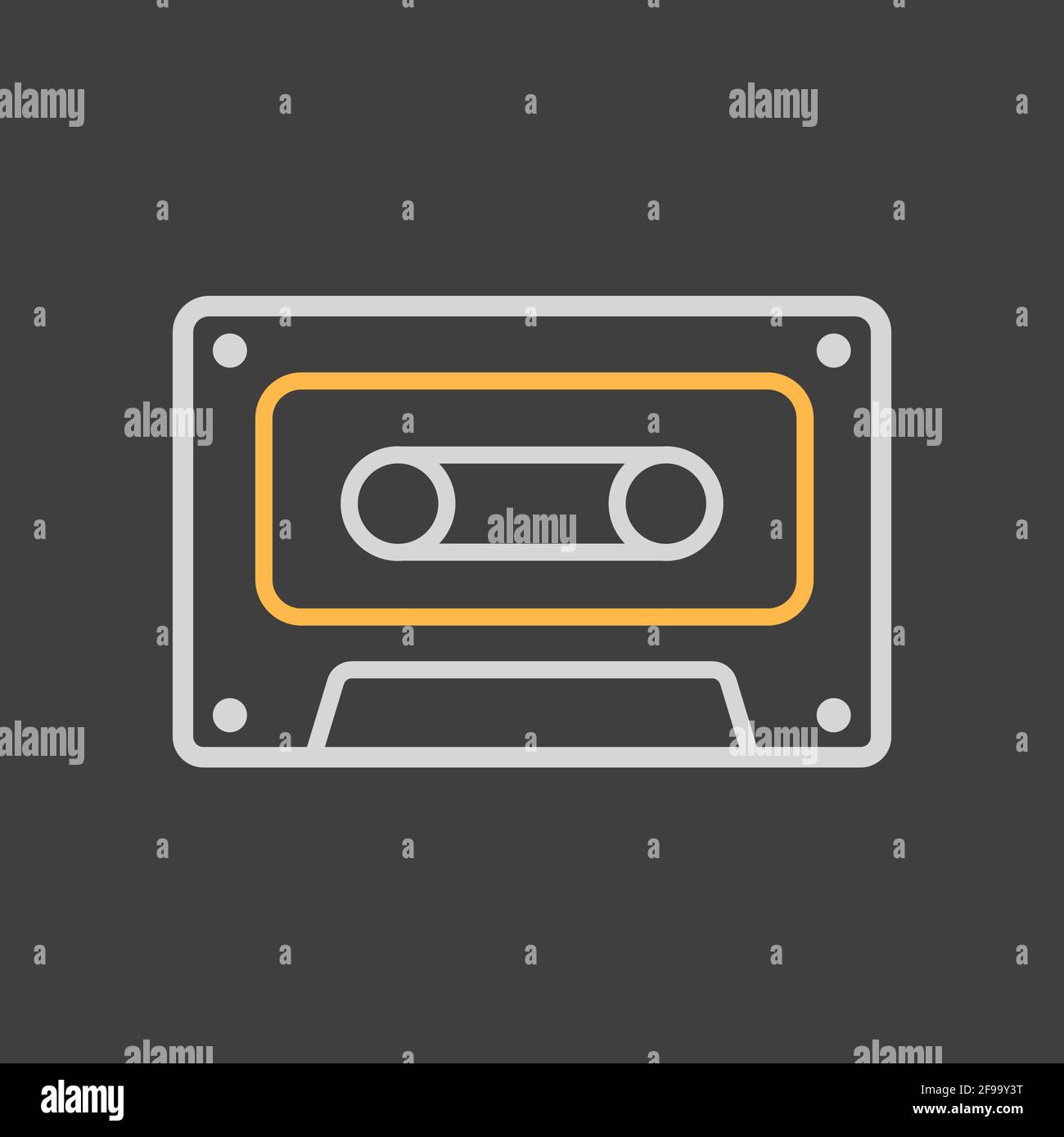 Audio cassette tape vector icon on dark background. Music sign. Graph ...