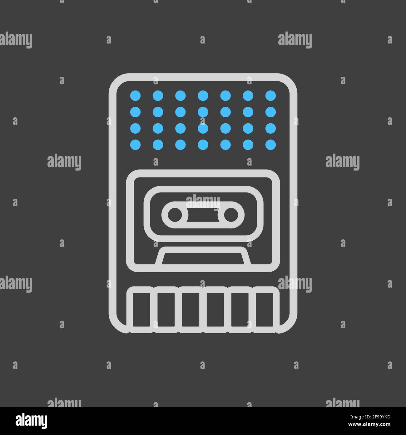 Vintage audio tape recorder vector icon on dark background. Graph ...