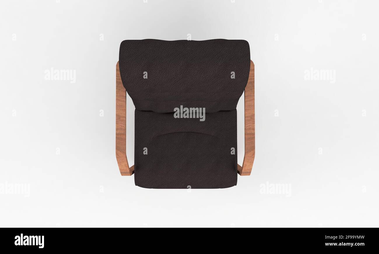 Top view of a black dining chair on a white plain background Stock ...