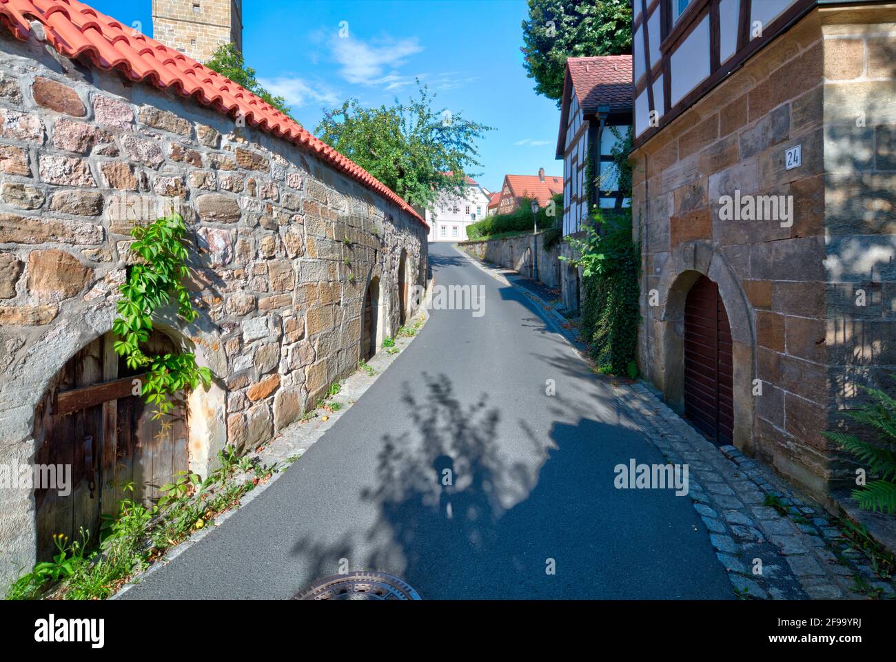 City wall, city fortifications, facade, half-timbered, alley ...