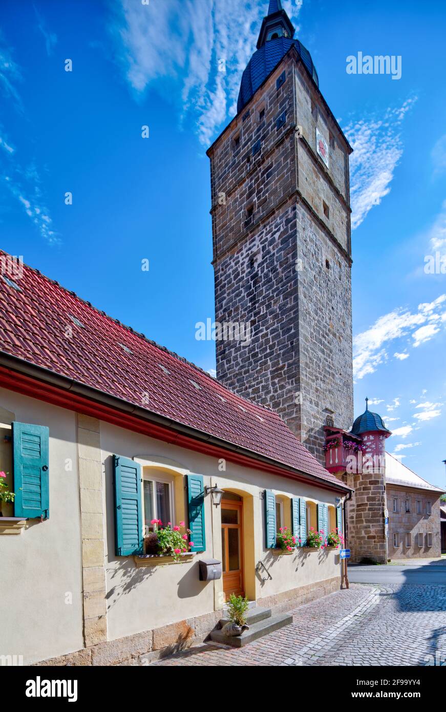 Grauturm, gate tower, landmark, half-timbered, facade, architecture ...