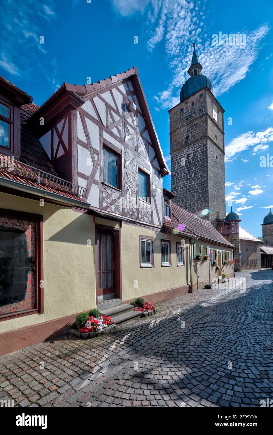 Grauturm, gate tower, landmark, half-timbered, facade, architecture ...