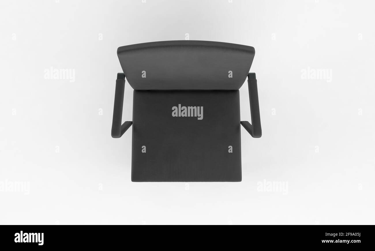 Top view of a black dining chair on a white plain background Stock ...