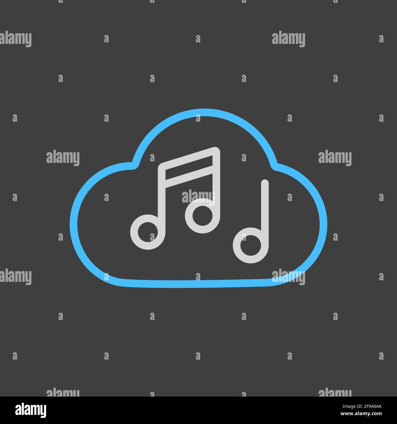 Music note cloud sound vector icon on dark background. Music sign ...