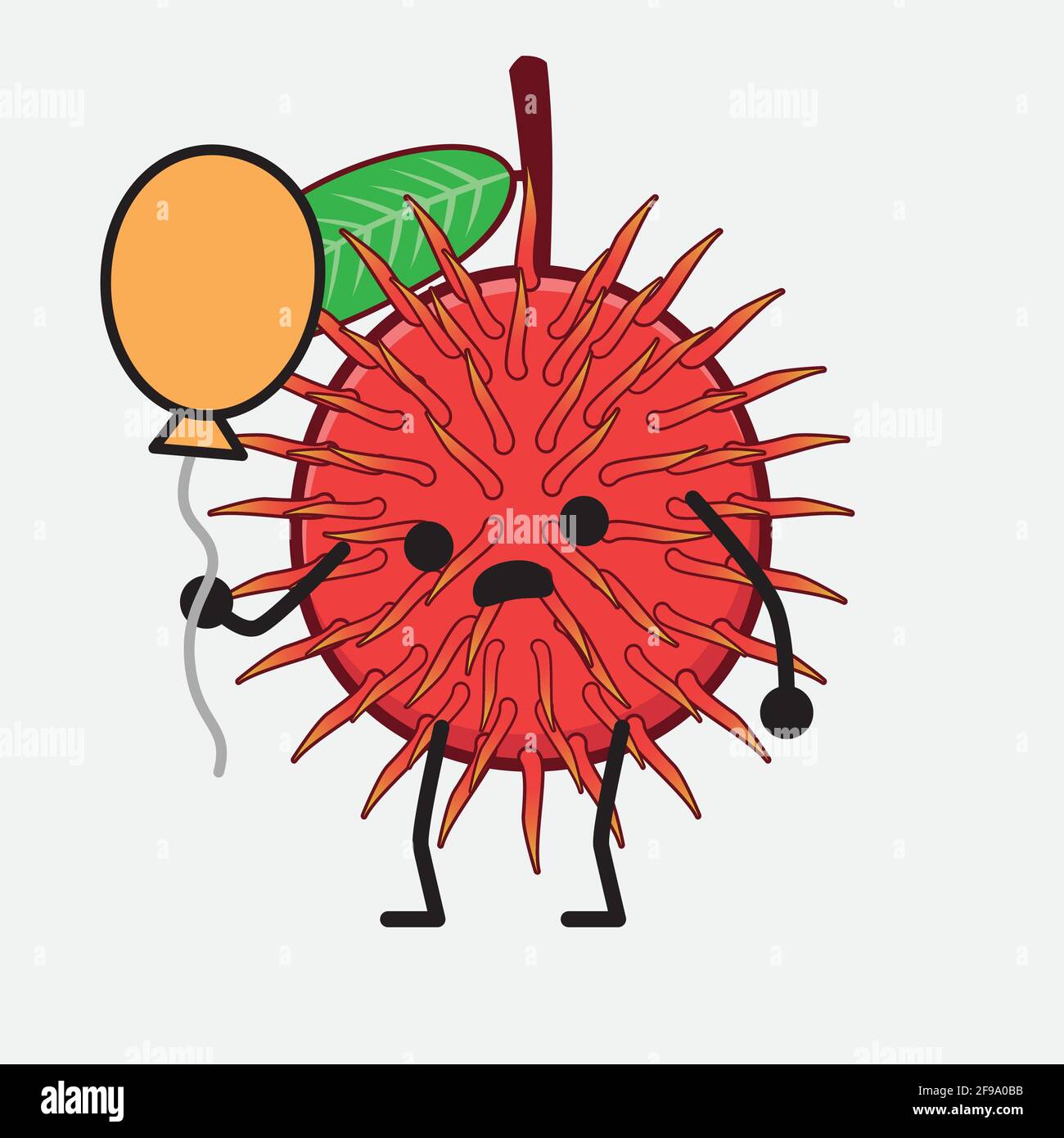 Vector Illustration of Rambutan Fruit Character with cute face, simple ...