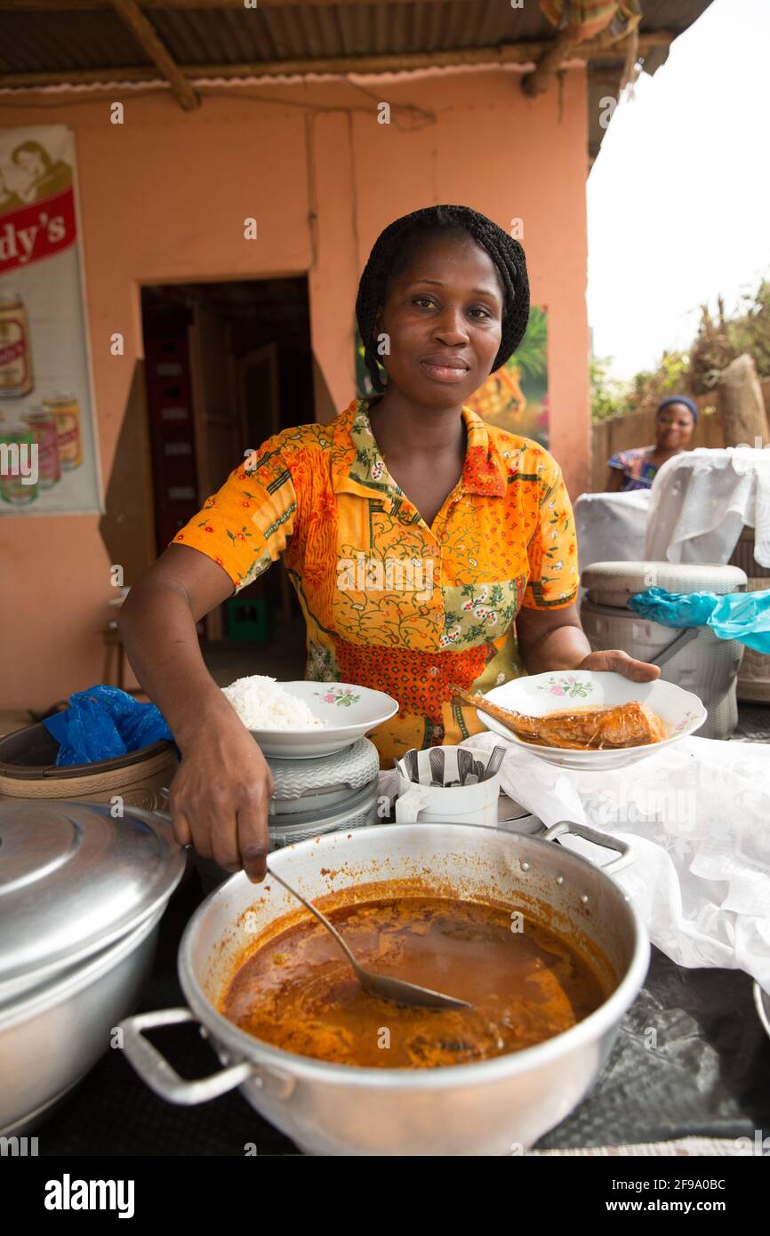 Traditional food preparation, Benin, West Africa Stock Photo - Alamy