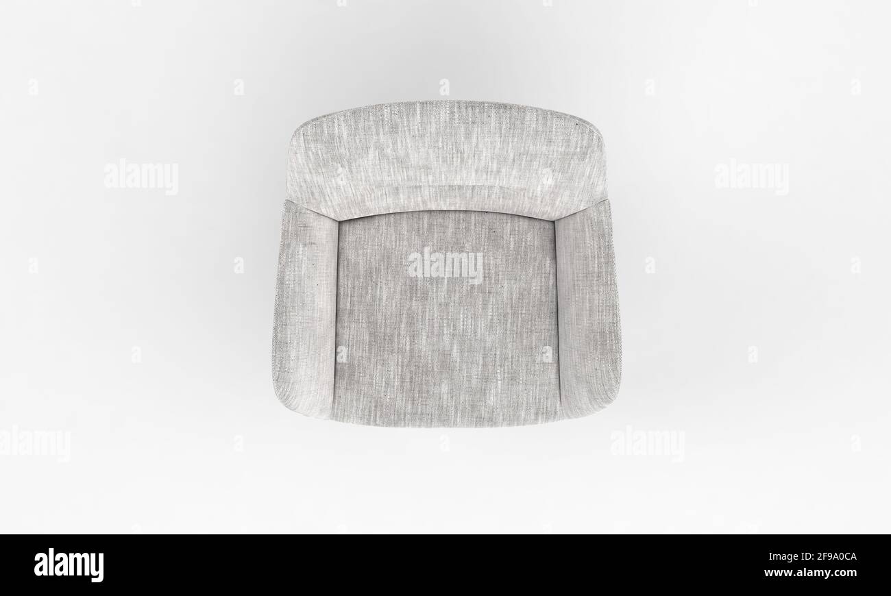 3D rendering of a comfortable light gray wingback chair isolated on a ...