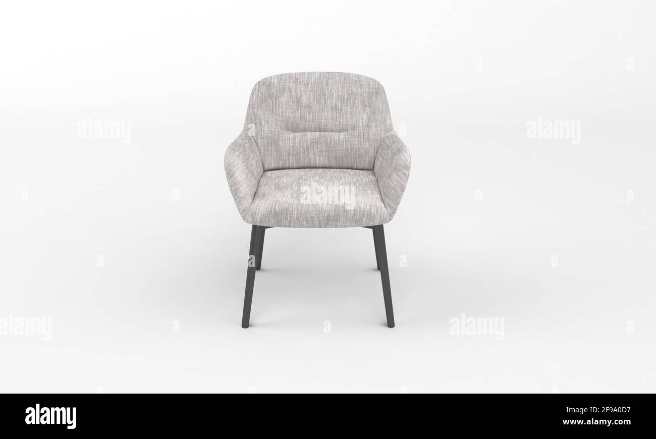 3D rendering of a comfortable light gray wingback chair isolated on a ...