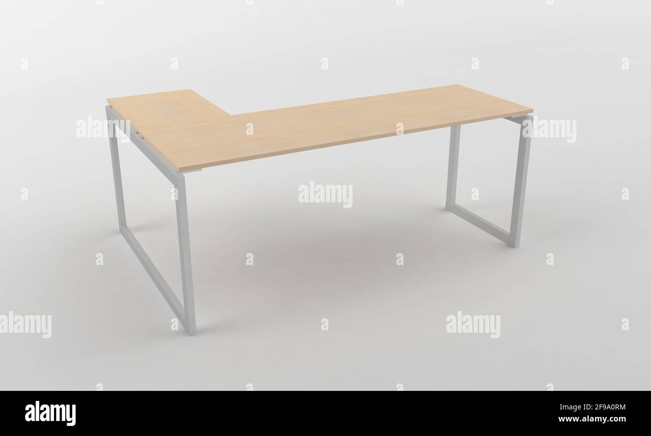 3D rendering of a modern office corner desk isolated on a white ...