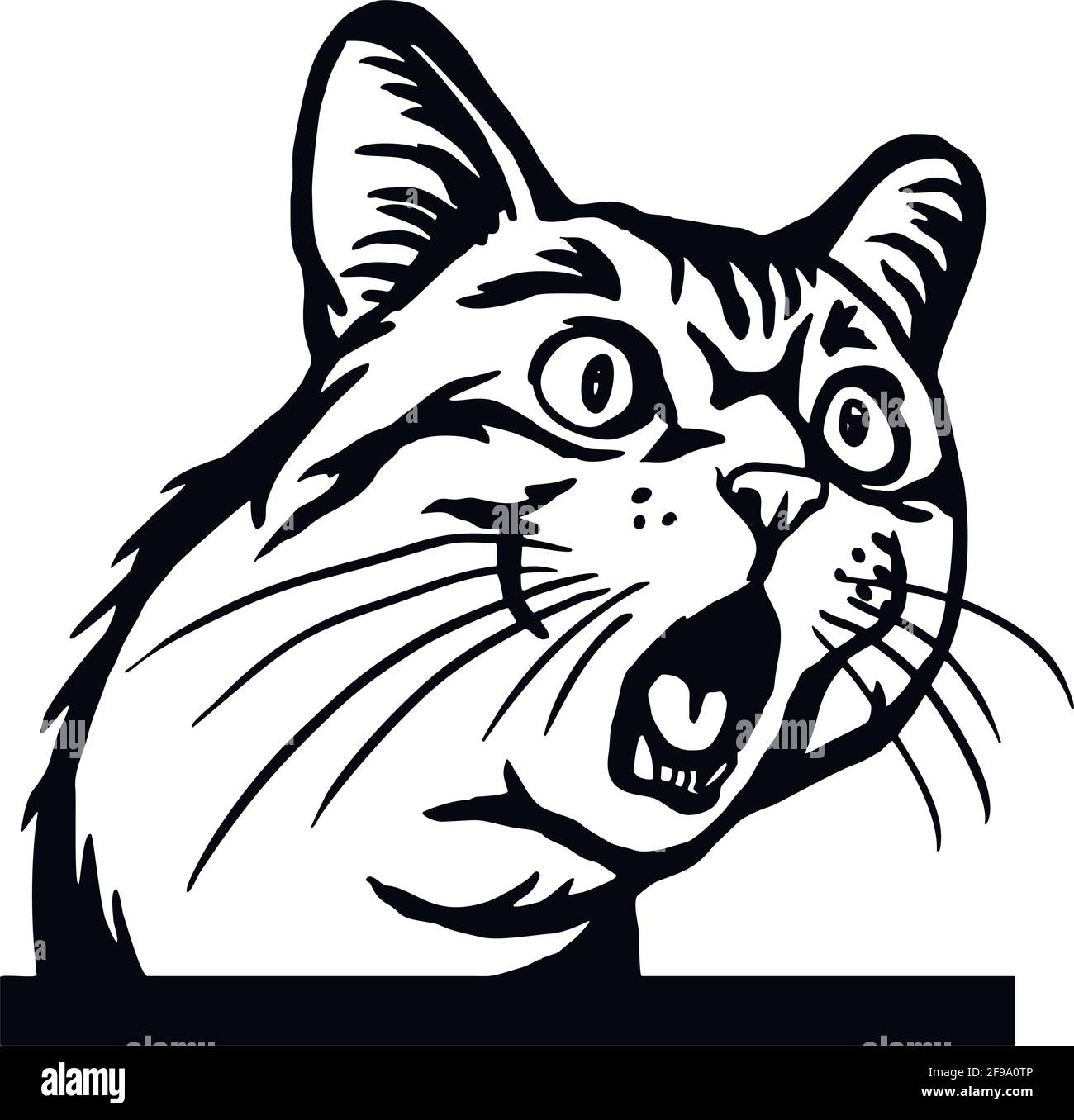 Cat, Peeking kitten - Cheerful kitty isolated on white - vector stock ...