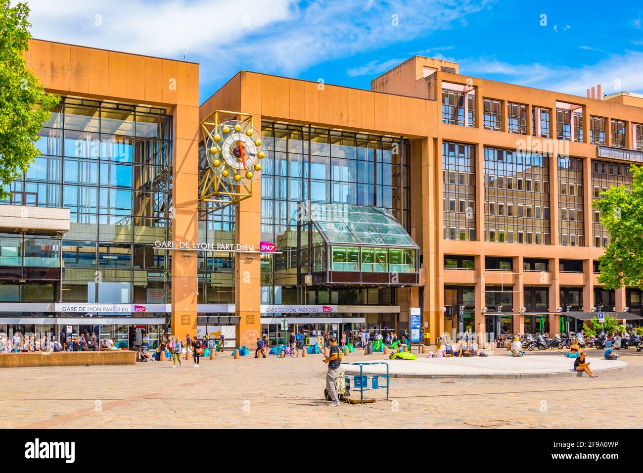 LYON, FRANCE, JULY 21, 2017: Sunset view of the Part Dieu train station ...