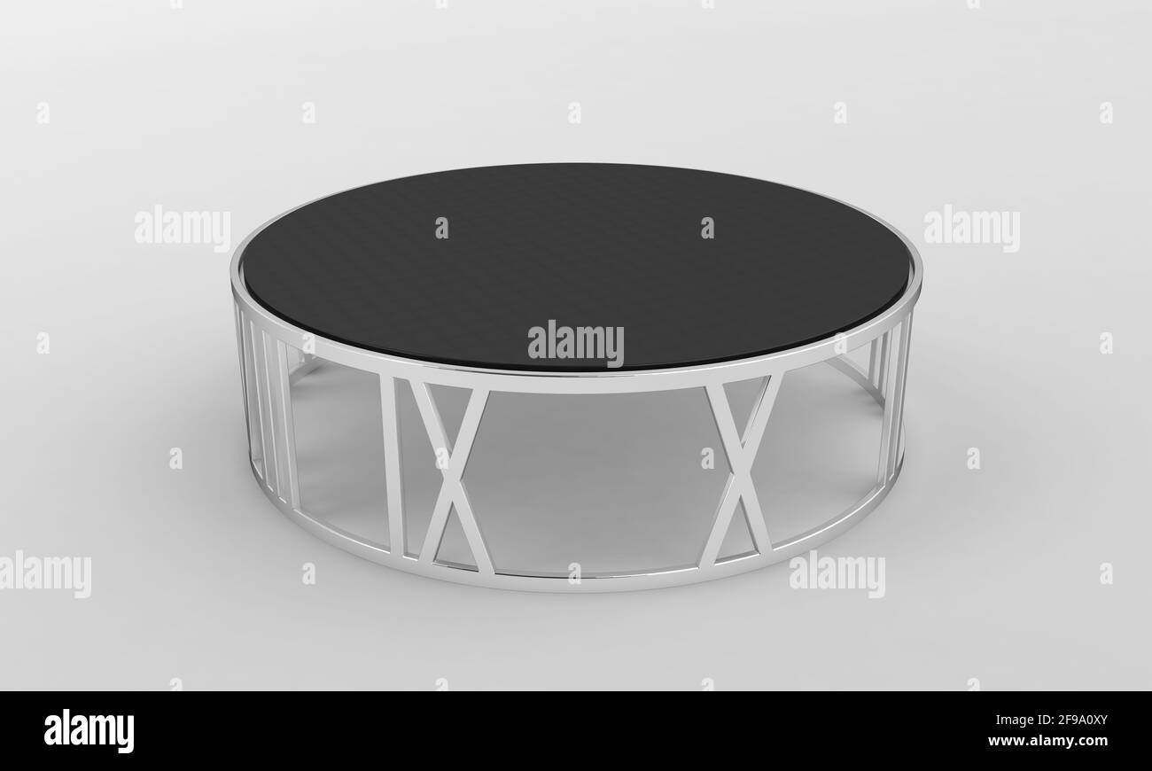 3D rendering of a loft round coffee table isolated on a white ...
