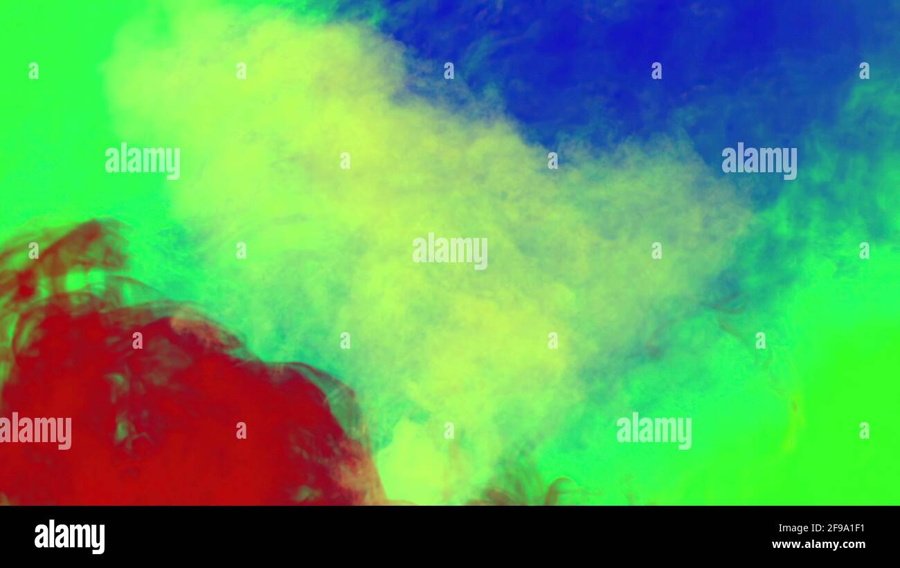 3D illustration - Colorfull smoke slowly floating through space against ...