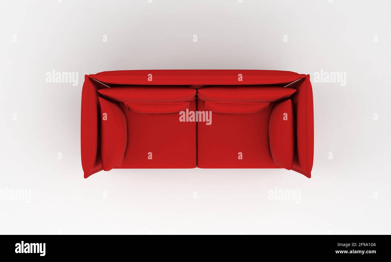 3D rendering of a comfortable modern red fabric sofa isolated on a ...