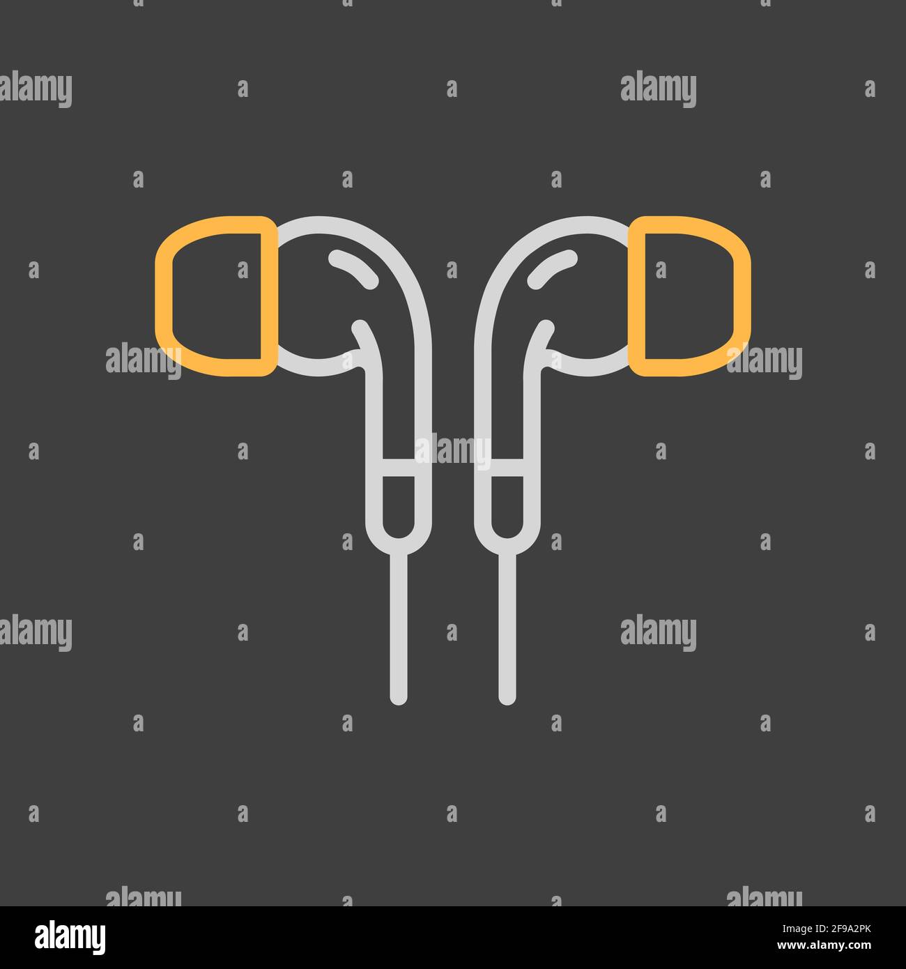 Earbuds headphone vector flat icon on dark background. Music sign ...