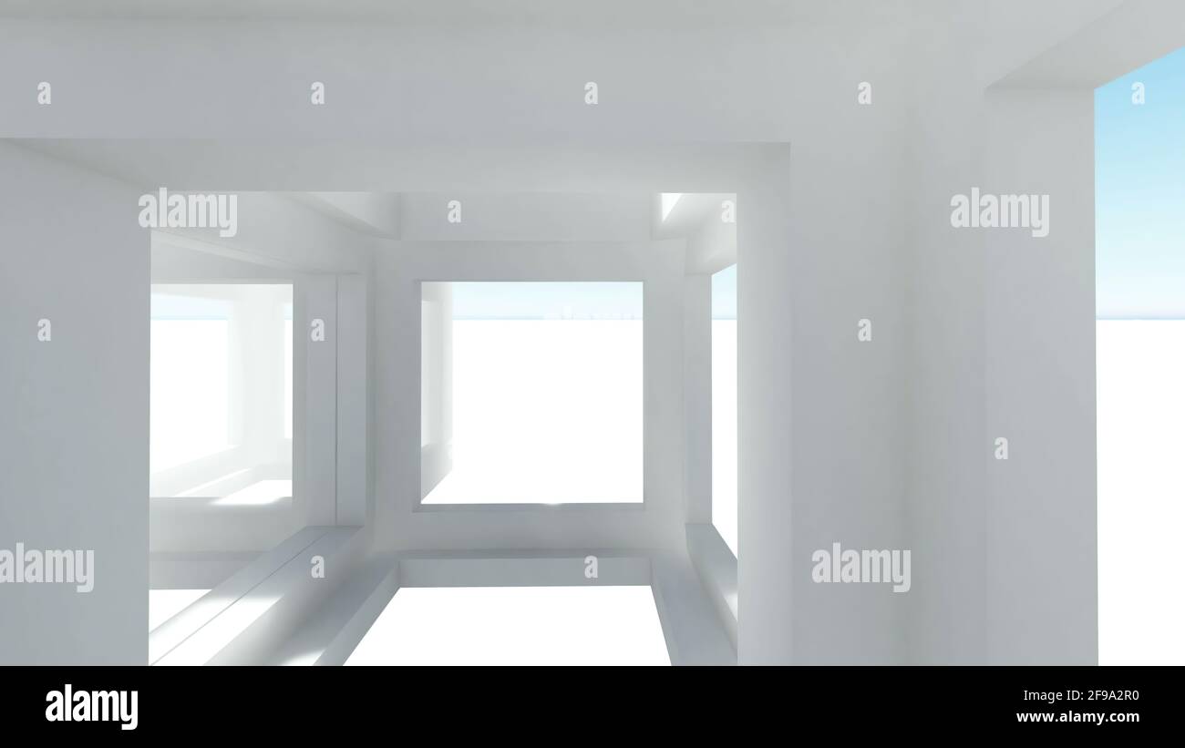 3D illustration of modern blue abstract girder construction Stock Photo ...