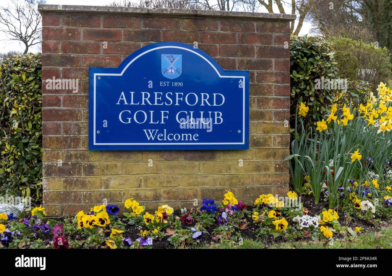 Welcome sign to Alresford Golf Club, Alresford, Hampshire, England, UK ...